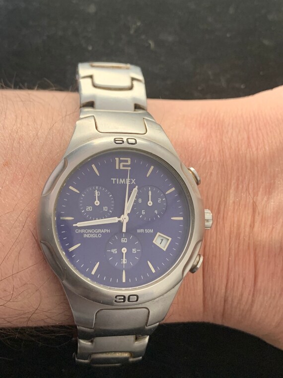 Vintage Timex Wr 50 Gents Chronograph Indiglo Watch… - Gem