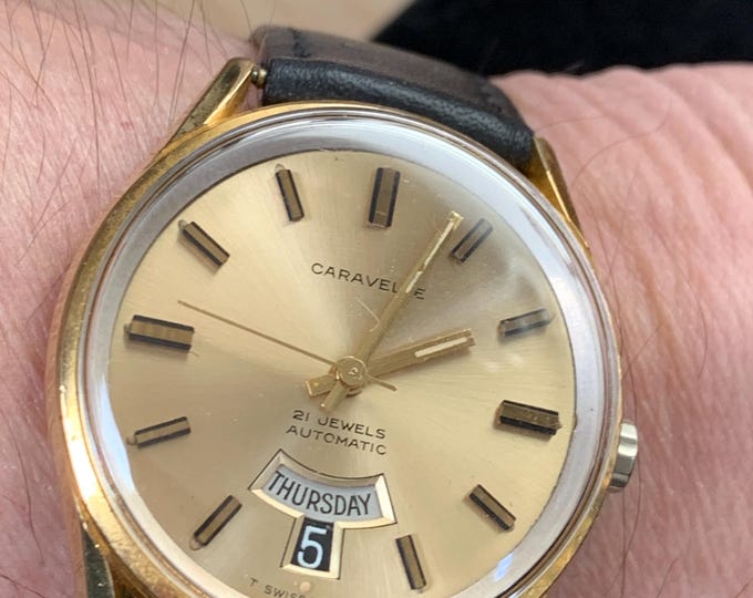 Very Rare Vintage Caravelle (bulova) Mens Automatic 21 Jewels With ...