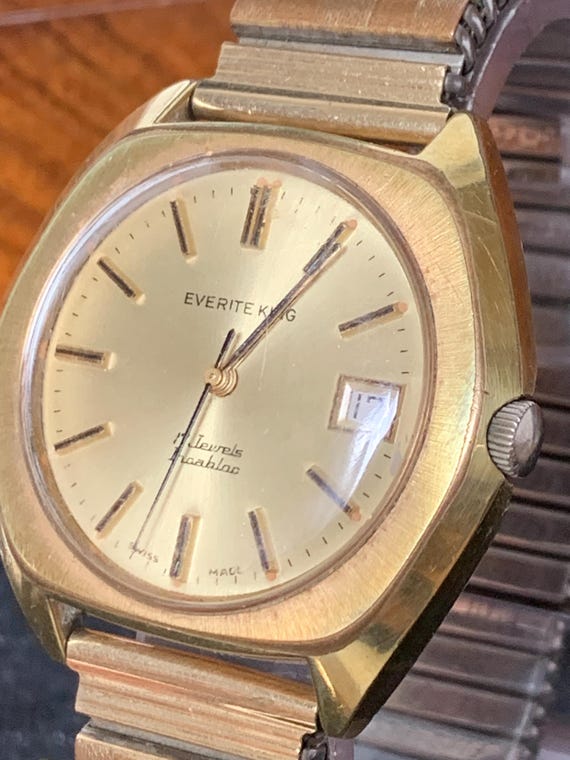 Rare Vintage Everite King Mens 1970s 17Jewels Watch… - Gem