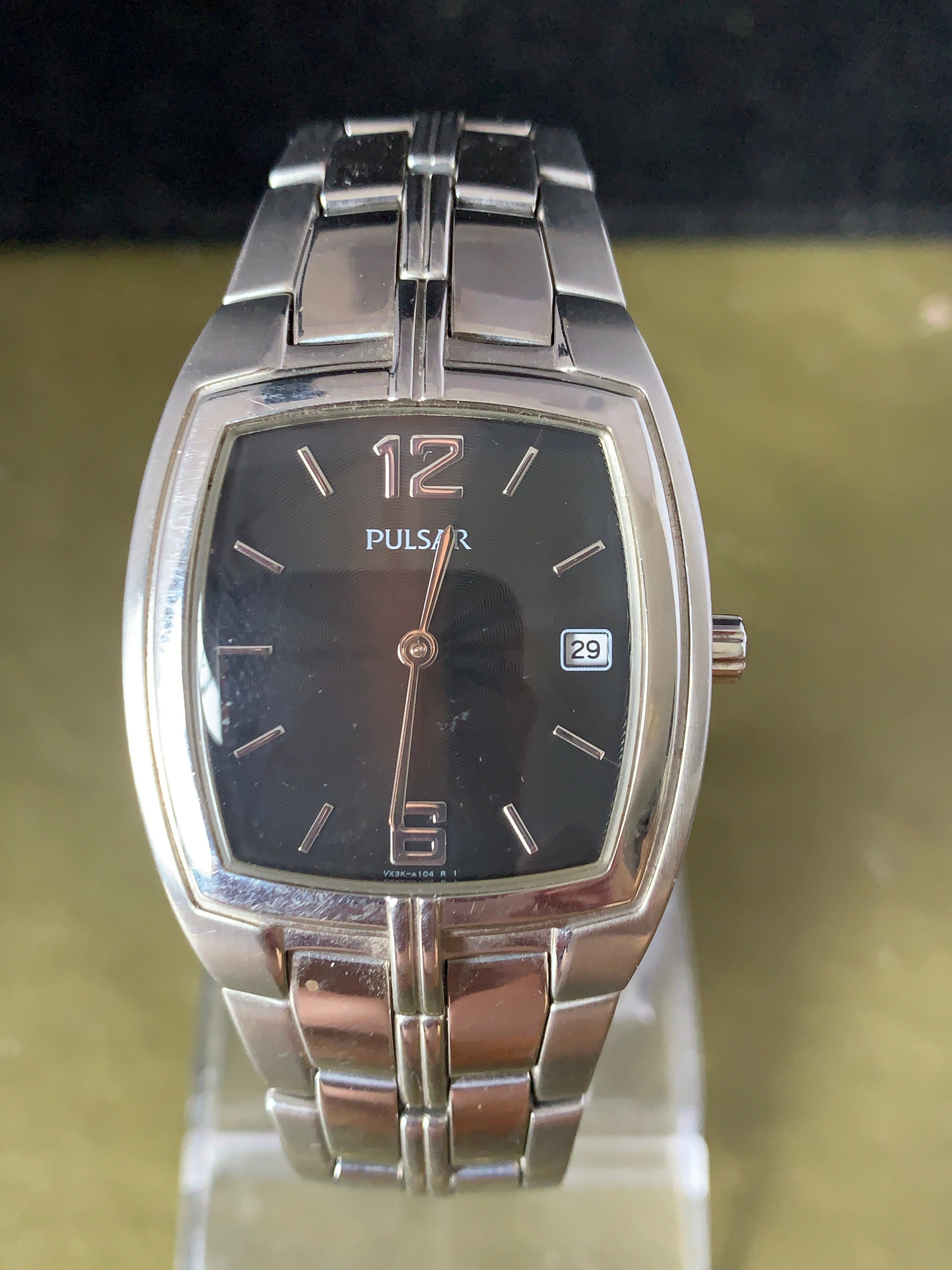 Pulsar by Seiko RECTANGULAR Black Dial Bracelet Watch - Etsy