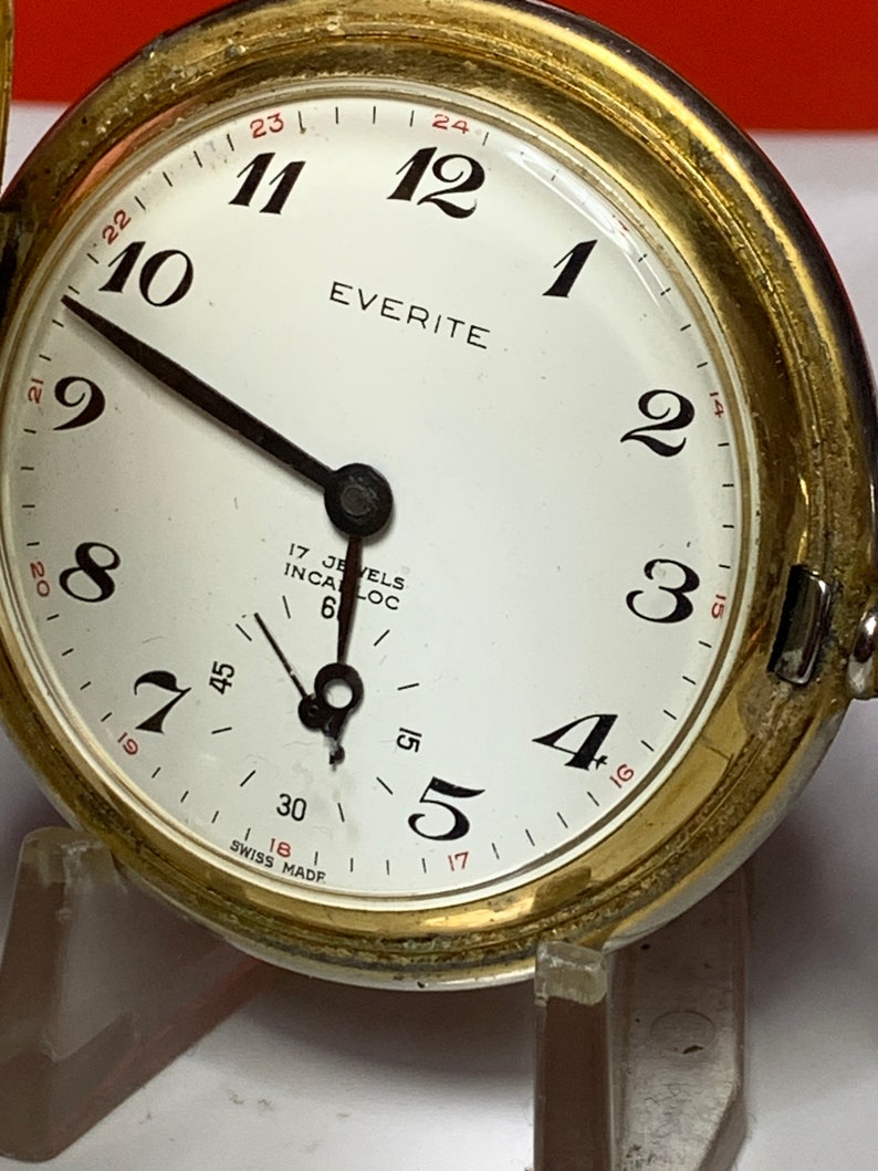 EVERITE Mechanical 17 Jewels Full Hunter Swiss Made Pocket - Etsy