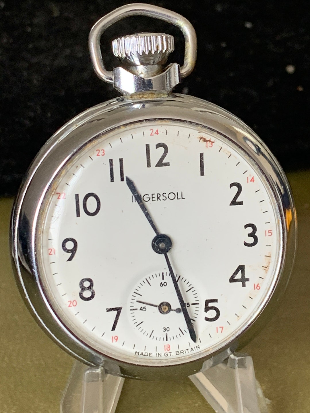Vintage Ingersoll Pocket Watch From 1976 With 24 Hour Dial - Etsy