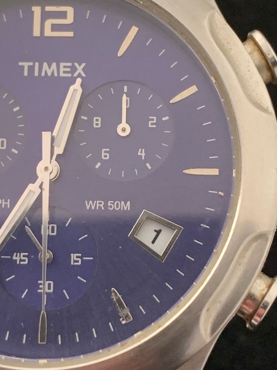 Vintage Timex Wr 50 Gents Chronograph Indiglo Watch… - Gem