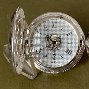 Mechanical Pocket Watch Chess Silver Plated Full Hunter Skeleton Pocket ...