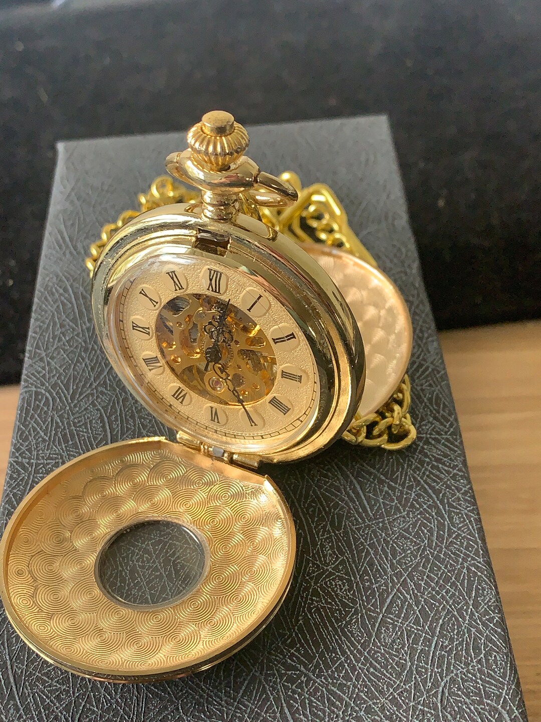 Beautiful Double Opening Half Hunter Skeleton Pocket Watch and Chain - Etsy