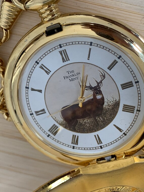 Franklin Mint 10 Point Buck Pocket Watch Keeps good … - Gem