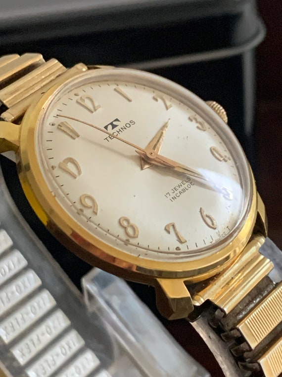 Beautiful Vintage gents 1960s Technos wrist watch Wit… - Gem