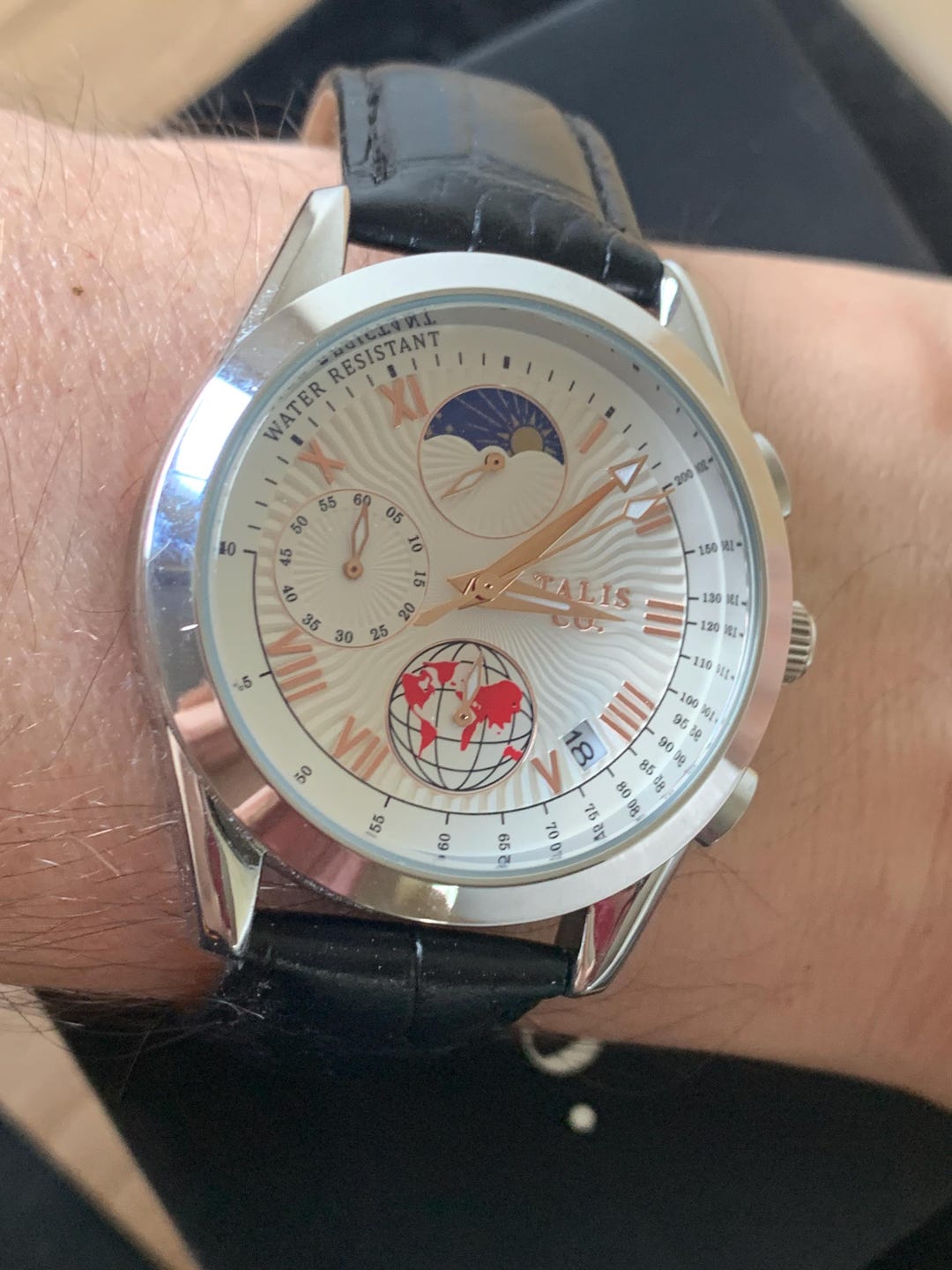 Talis Co Chronograph Watch With Day Night Dial and Date - Etsy