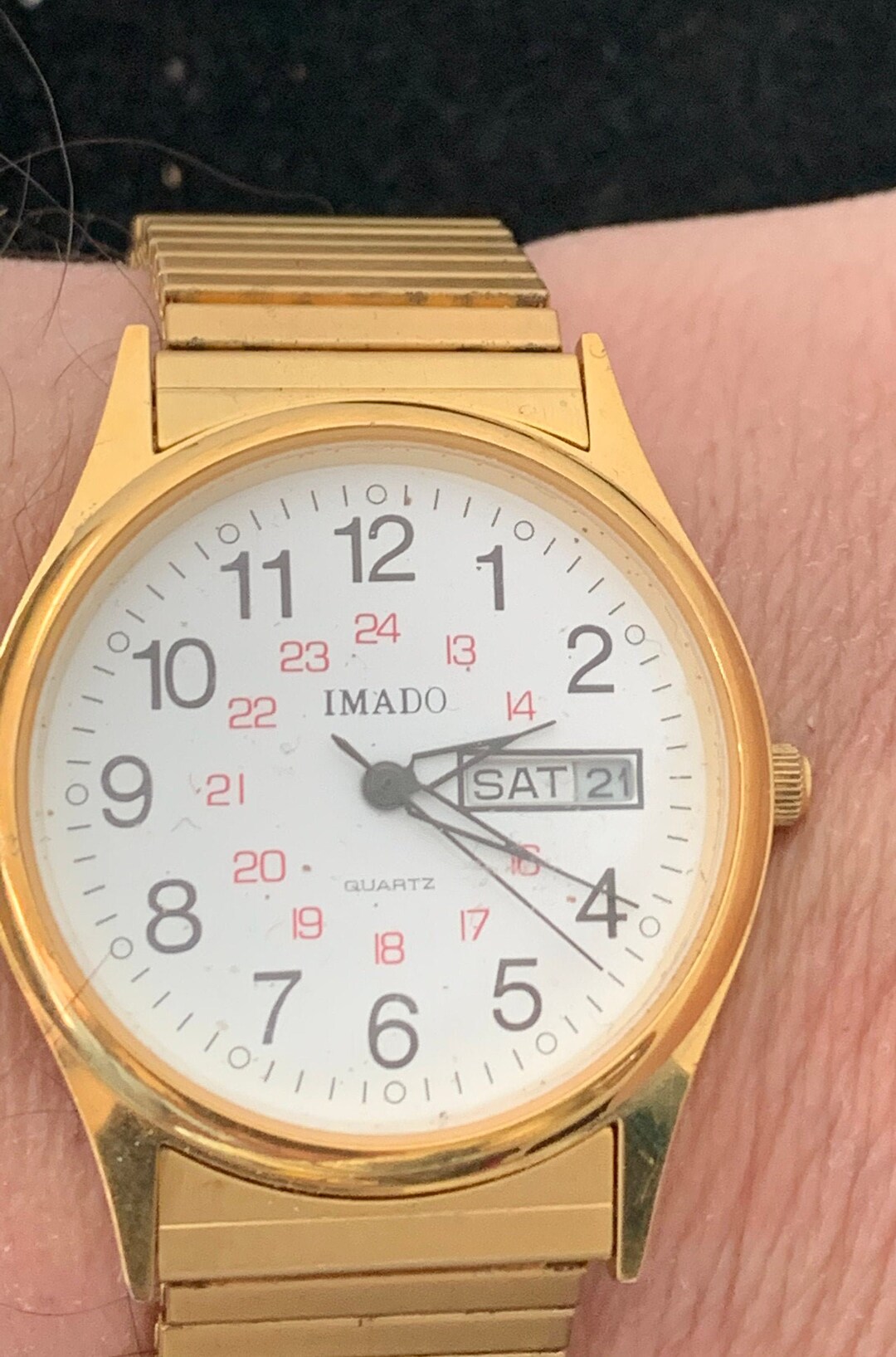 Vintage Imado 24 Hour Dial Day Date Quartz Watch in Imado Watch Box - Etsy