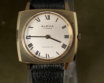 Mens Gold Square Watch Vintage - Etsy