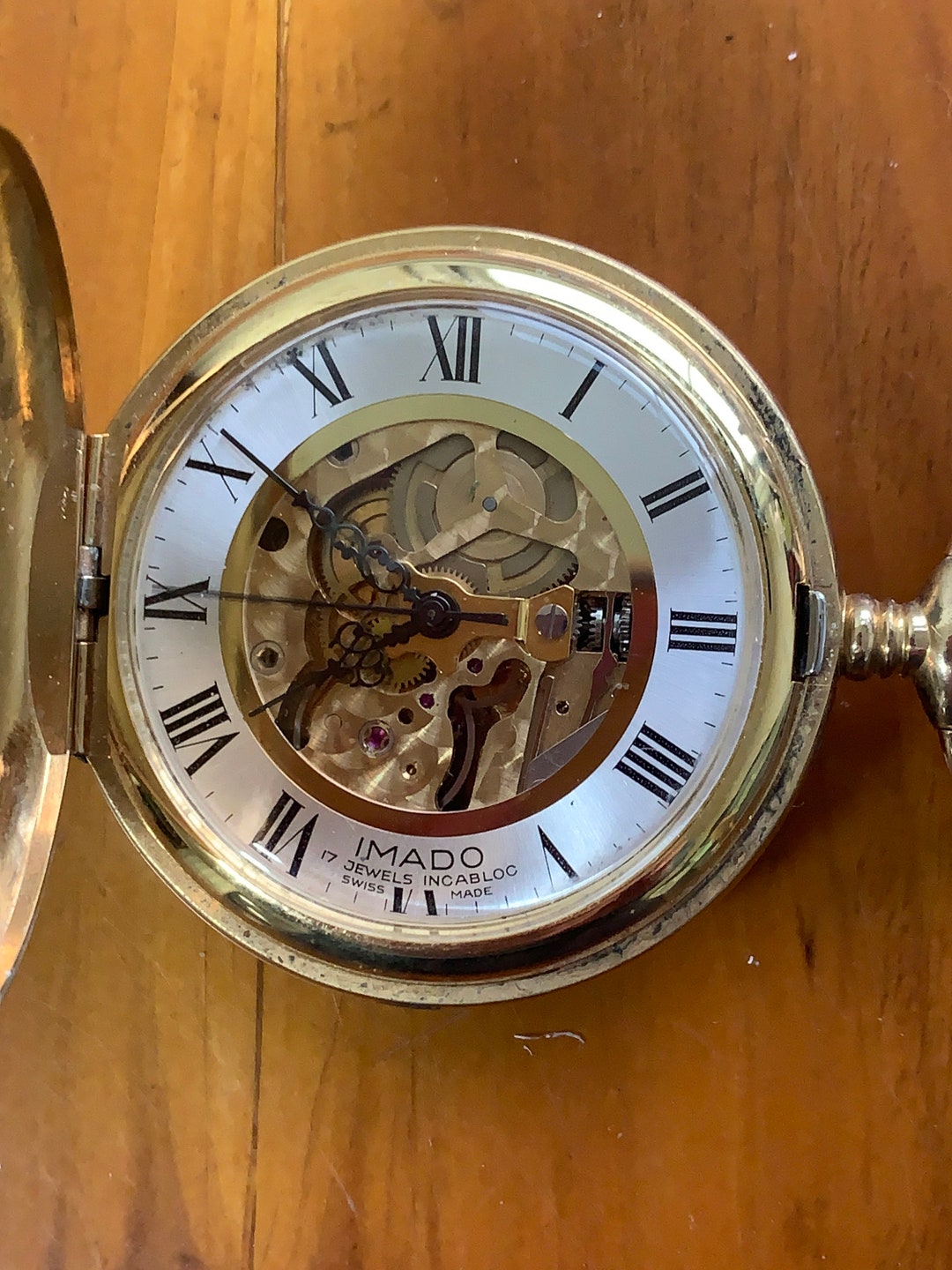 Gents Imado Gold Tone Mechanical 17 Jewels Full Hunter Swiss Made ...