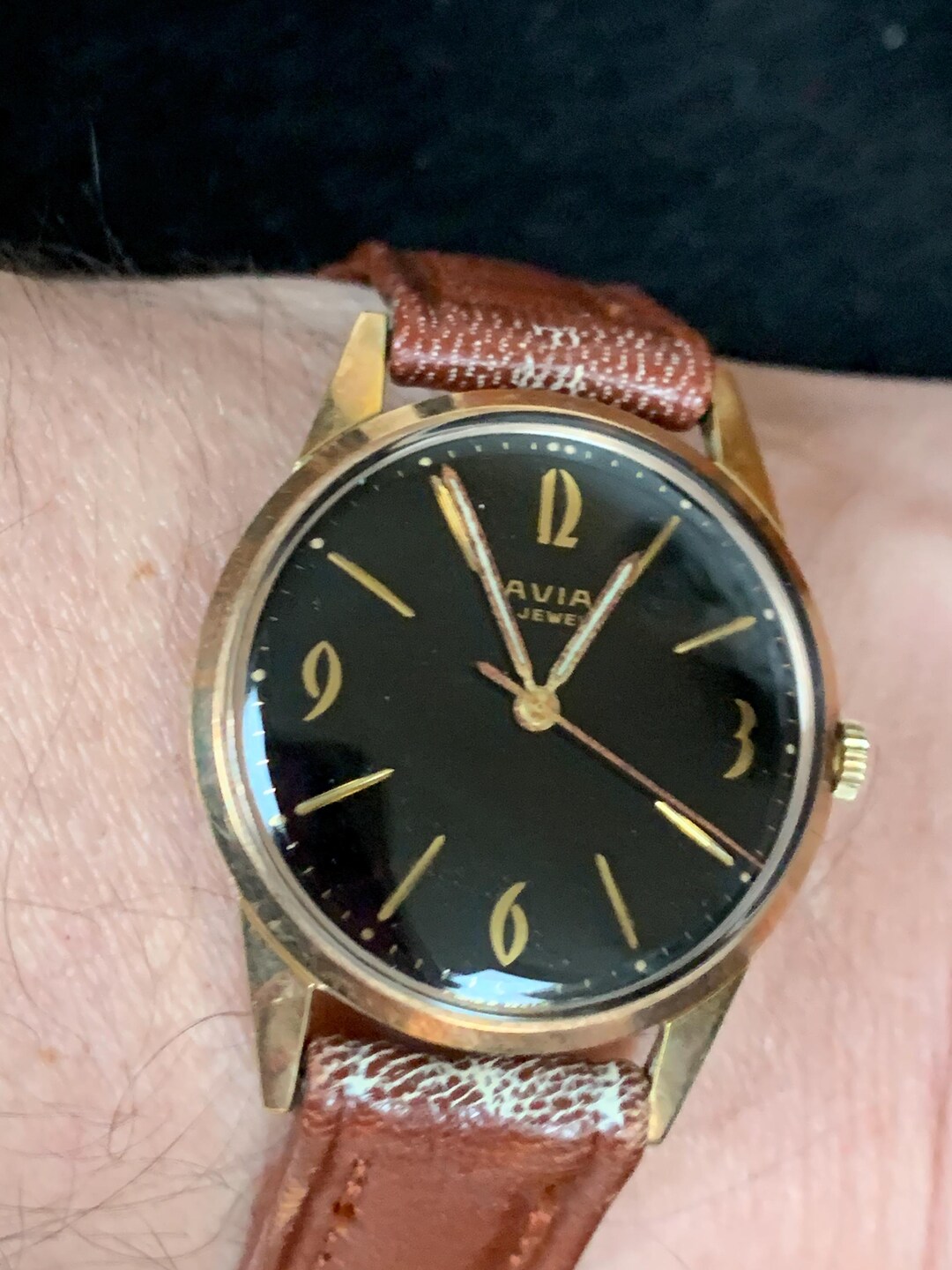 Vintage Black Dial Men's Avia 15 JEWELS Watch - Etsy