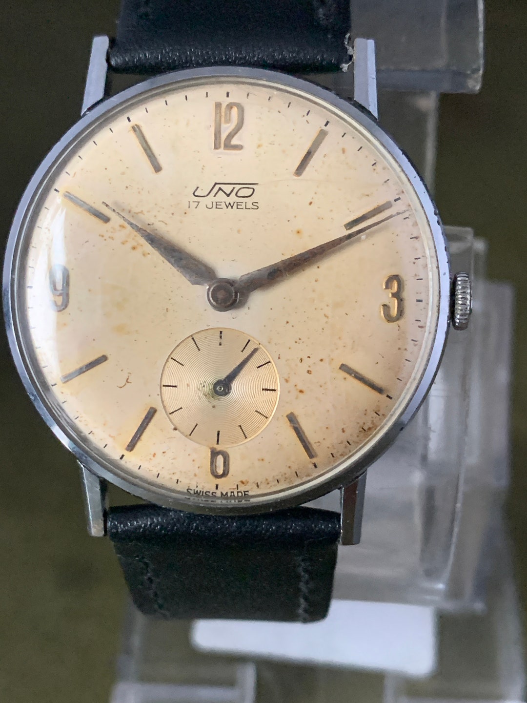 Rare Vintage Uno 17 Jewels Gents Watch With Sub Second Dial in Original ...