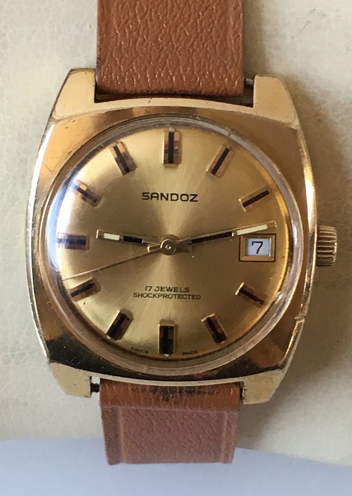Sandoz Vintage Mens Watch 17 Jewles Shockprove Swiss Made | Etsy