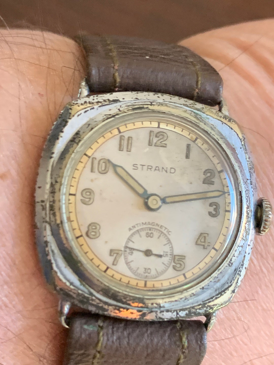 Rare Vintage Gents 1940/50s Strand Watch With Art Deco Military Style ...
