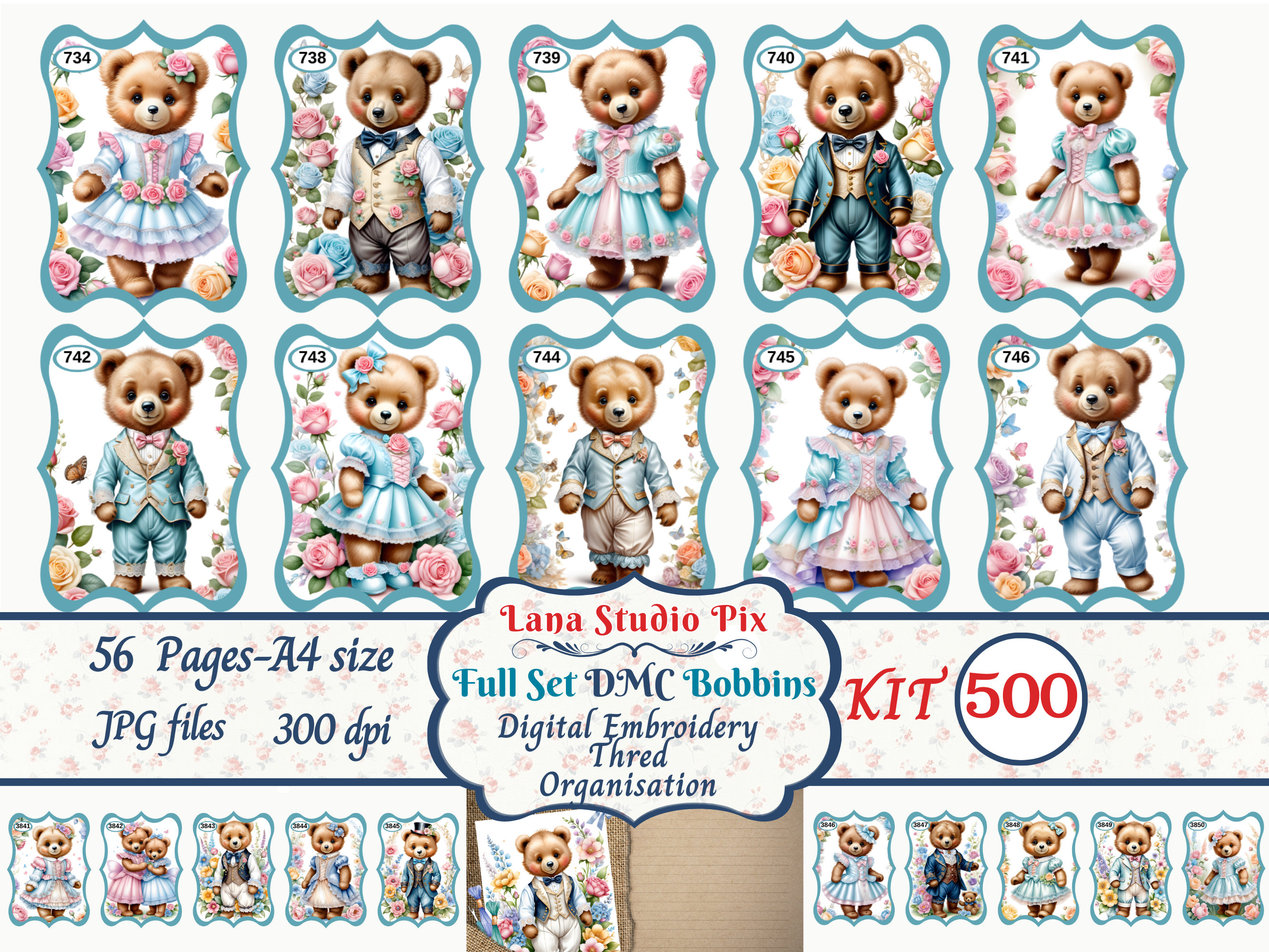 DMC Set Thread Bobbins, Digital Thread Organisation Bobbins, Cross Stitch Floss Bobbins, Set of ...