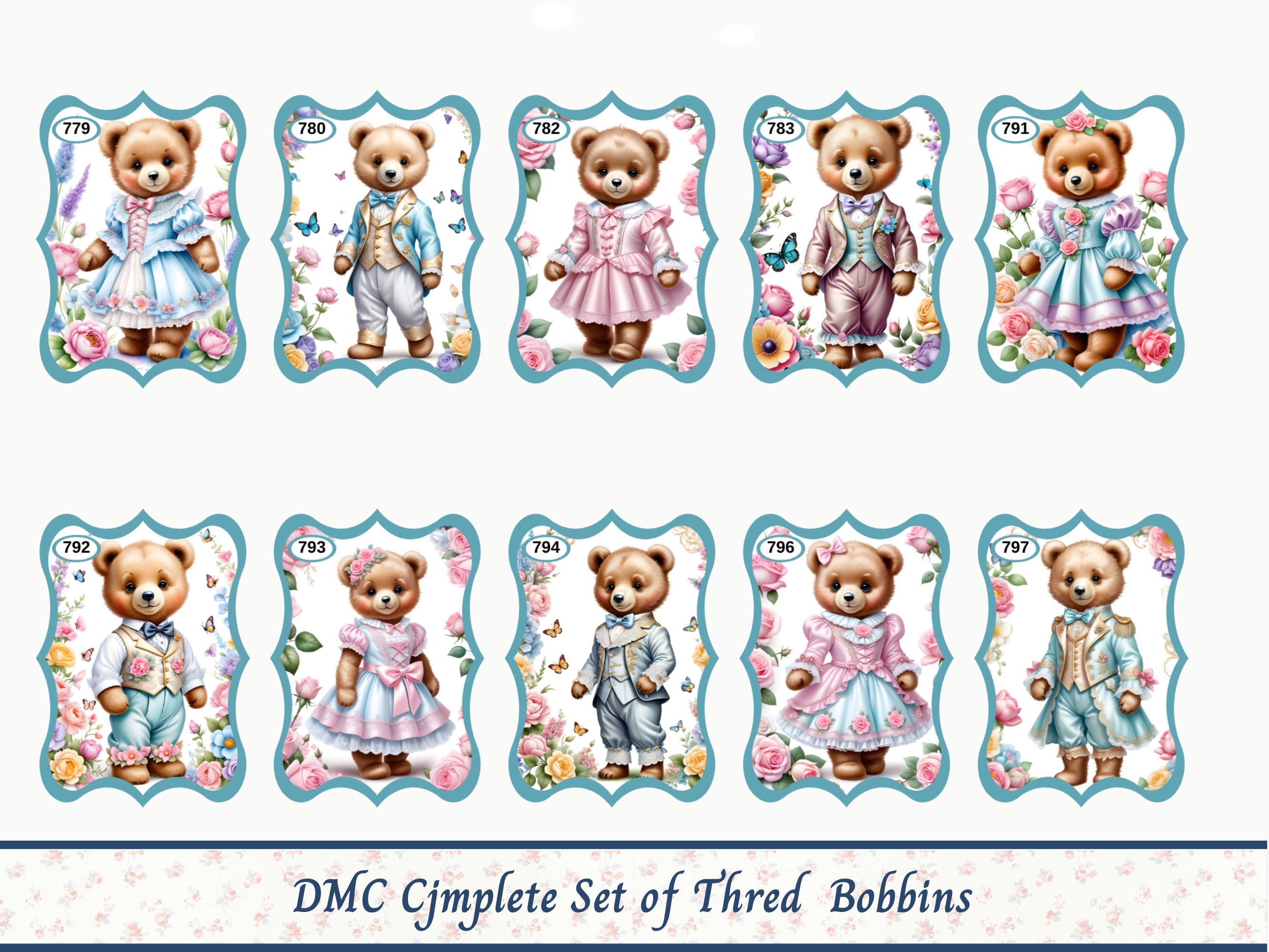 DMC Set Thread Bobbins, Digital Thread Organisation Bobbins, Cross ...