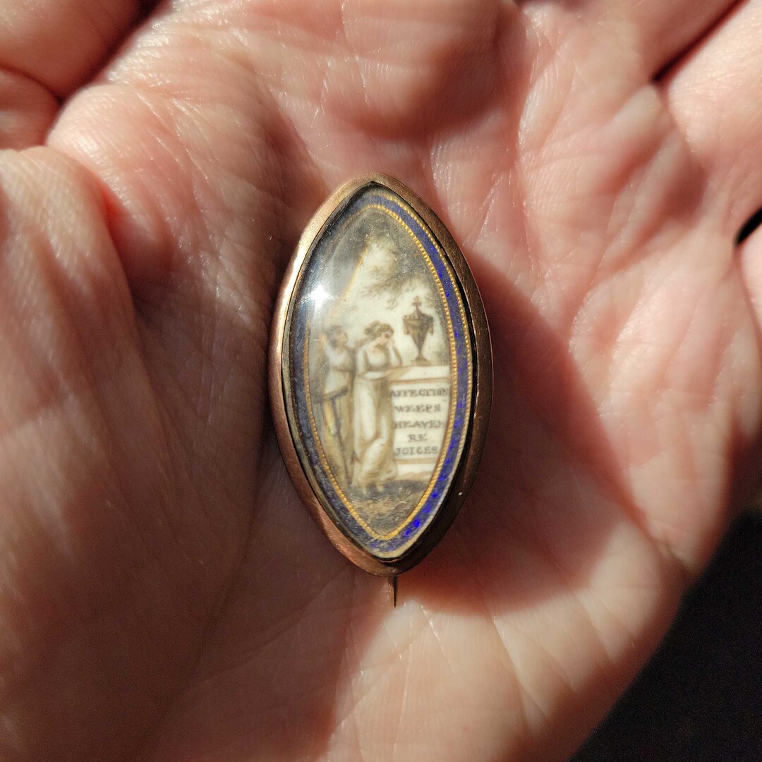 Vintage & Antique 1700s Georgian Sepia Navette Sentimental Memorial ...
