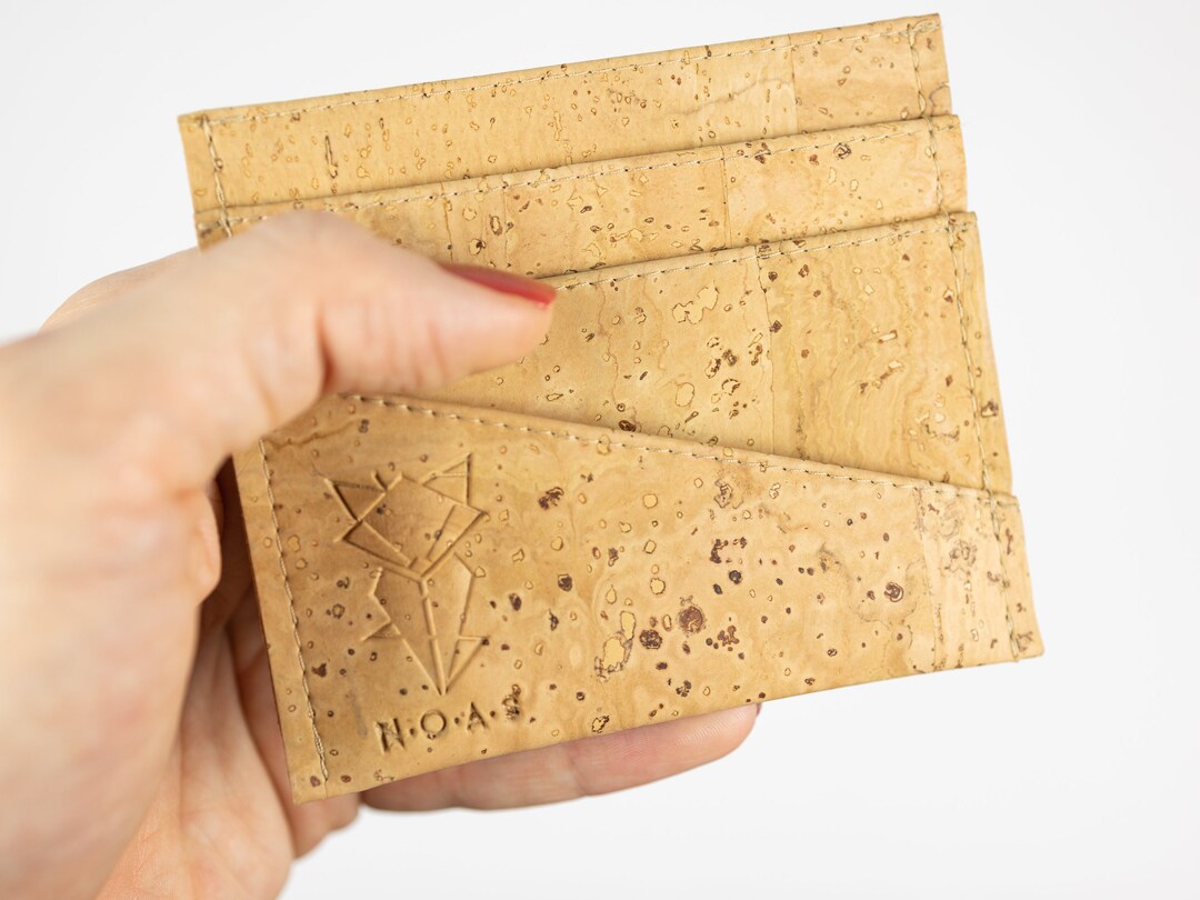 Card Case Cork Natural With Three Compartments - Etsy