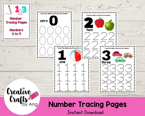 Number Tracing 0 to 9 INSTANT DOWNLOAD Preschool | Etsy