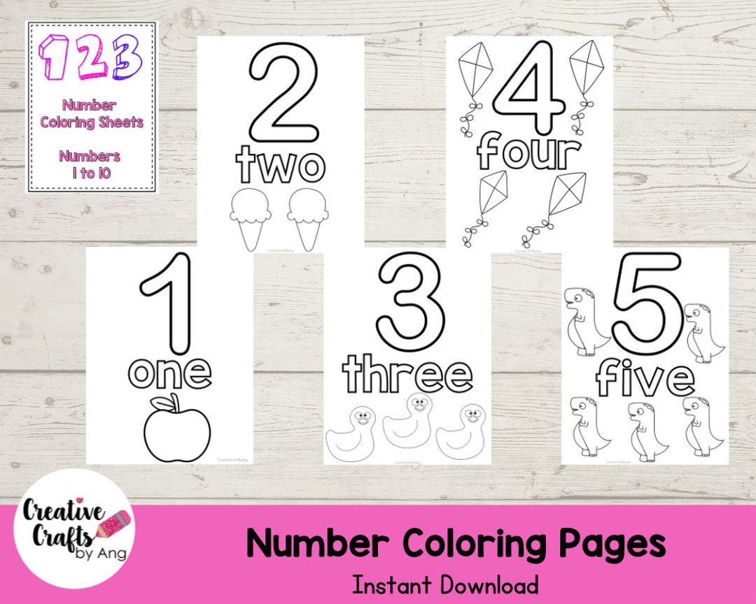 Páginas para colorear de números (1 a 10) - DESCARGA INSTANTE ...