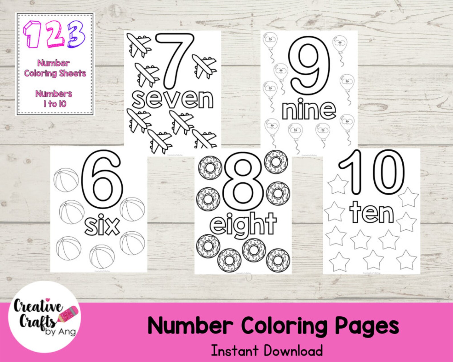 Number Coloring Pages 1 to 10 INSTANT DOWNLOAD Preschool - Etsy