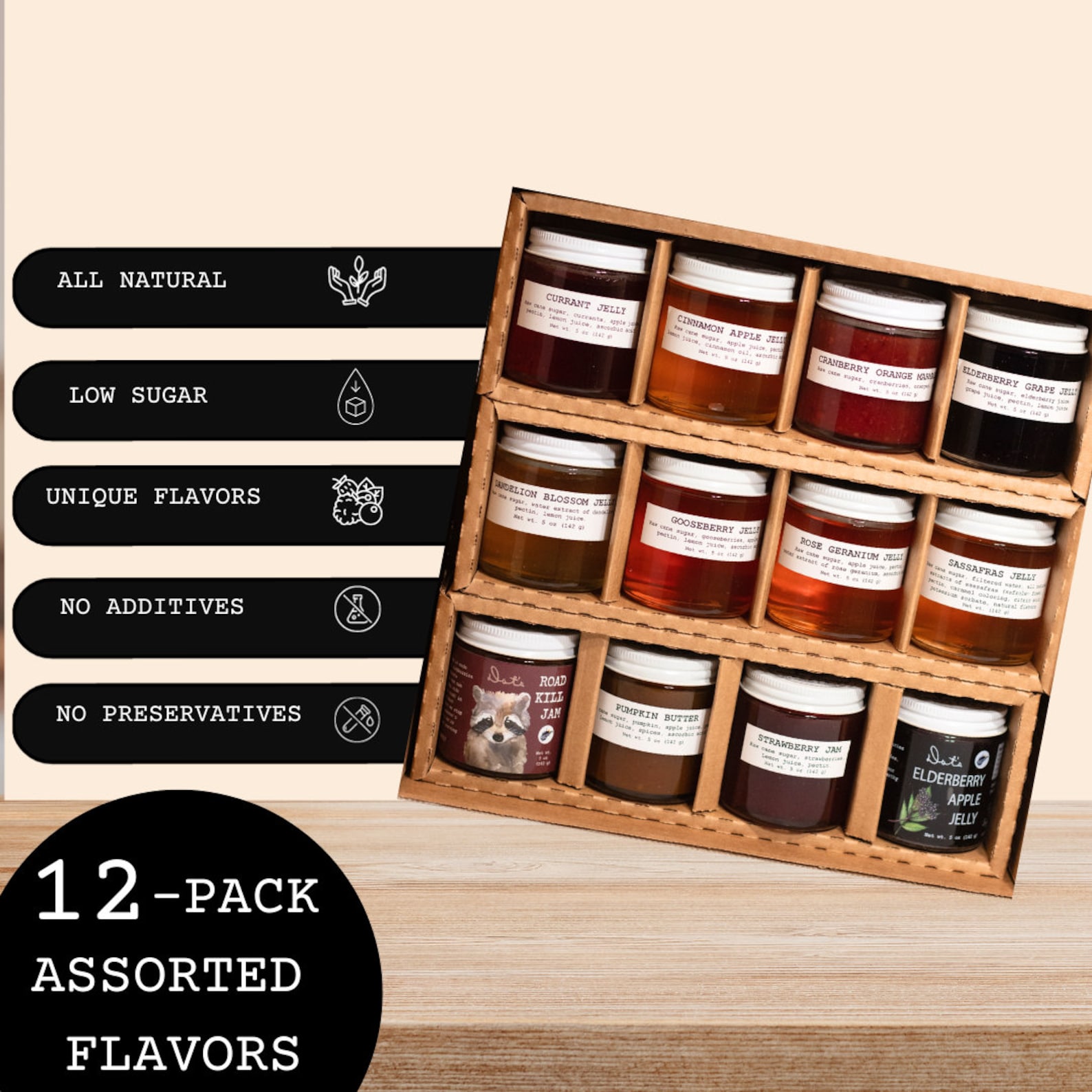 Artisan Jams & Jellies Assorted 12-pack Jam and Jelly Gift Set Gourmet ...