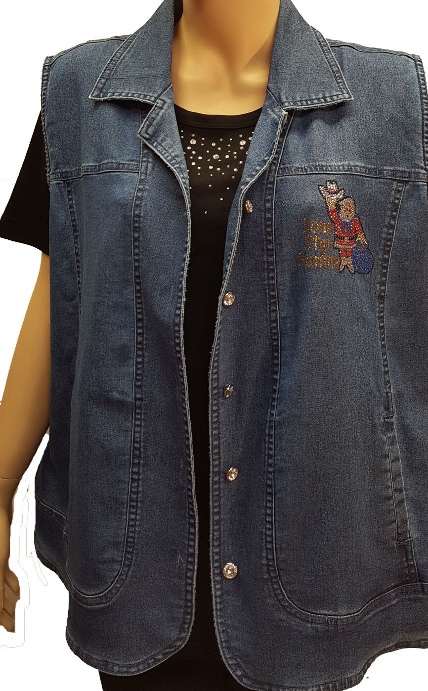 Lonestar Santas Logo Bling Denim Vest With Rhinestone Buttons - Etsy