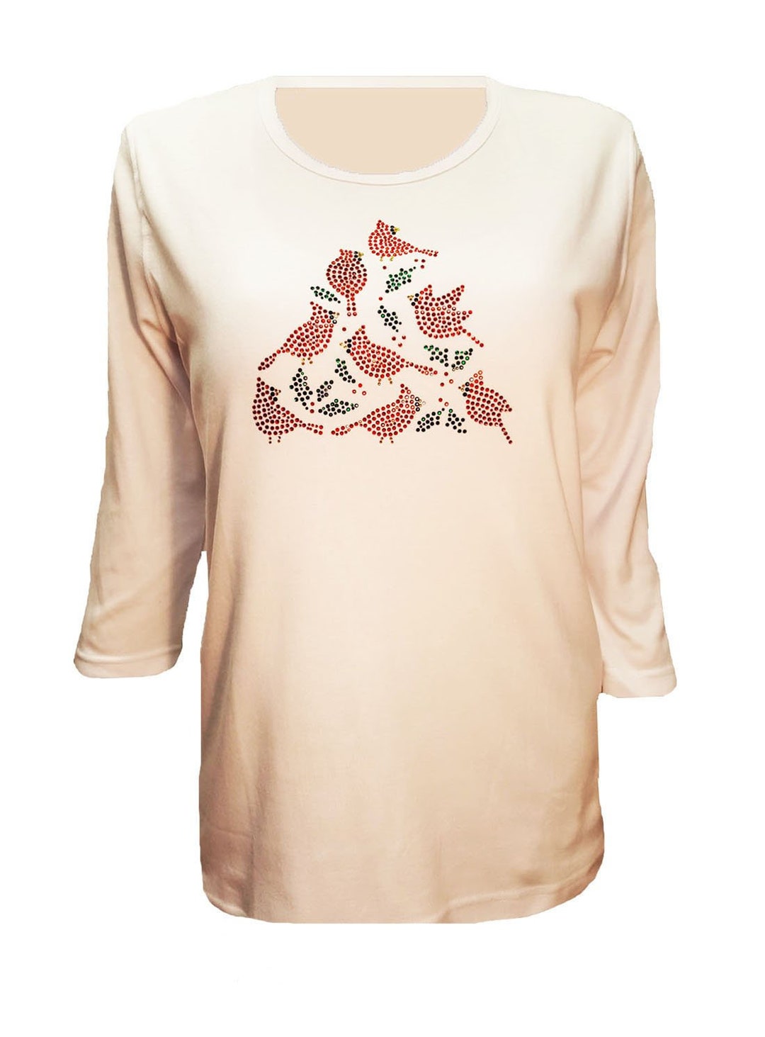 Cardinal Birds Bling White Shirt With Rhinestone Embellishment. - Etsy