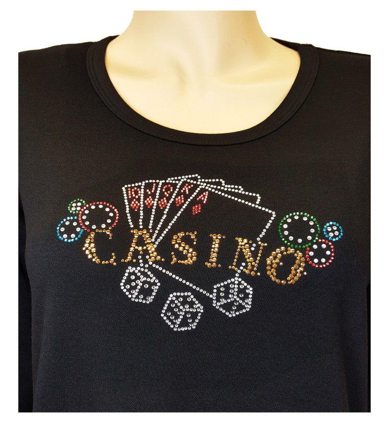 Casino Gold Bling Black Shirt With Rhinestone and Rhinestud - Etsy