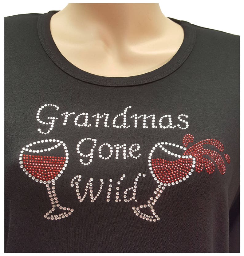 Grandmas Gone Wild Wine Party Bling Black Shirt With - Etsy