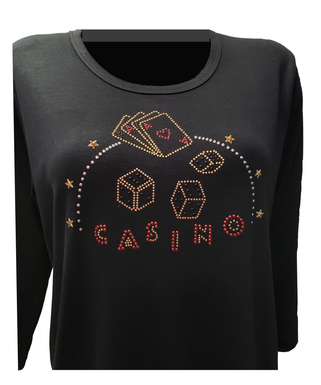 Casino Gambling Bling Chemise rouge ou noire avec strass et ...