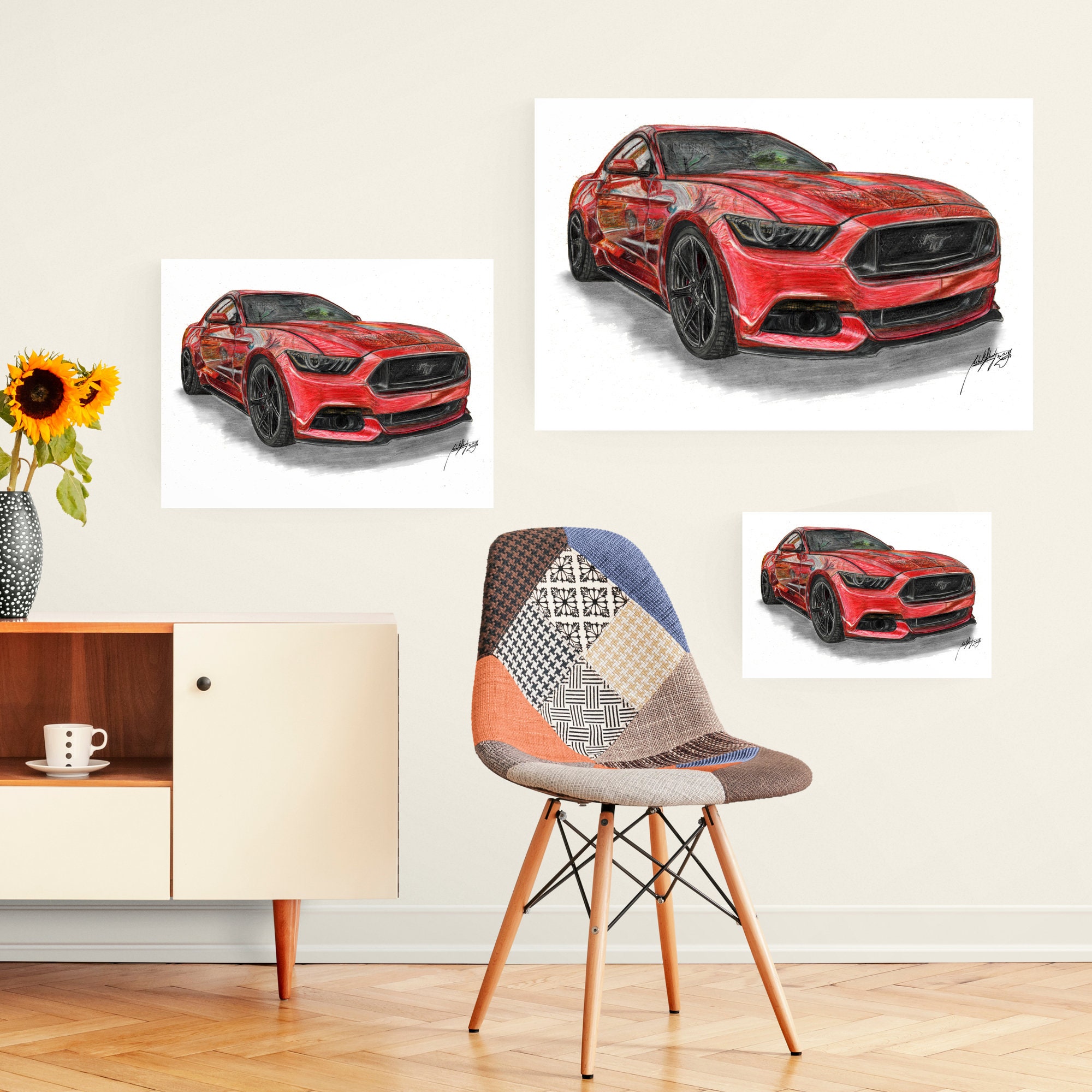 Ford Mustang Print, Home Decor Wall Art, Automotive Decor, Fine Art ...