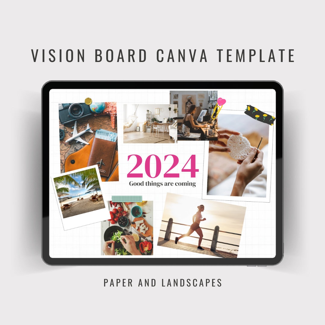2024 Vision Board - Canva Template - Digital Template - Use It as a ...