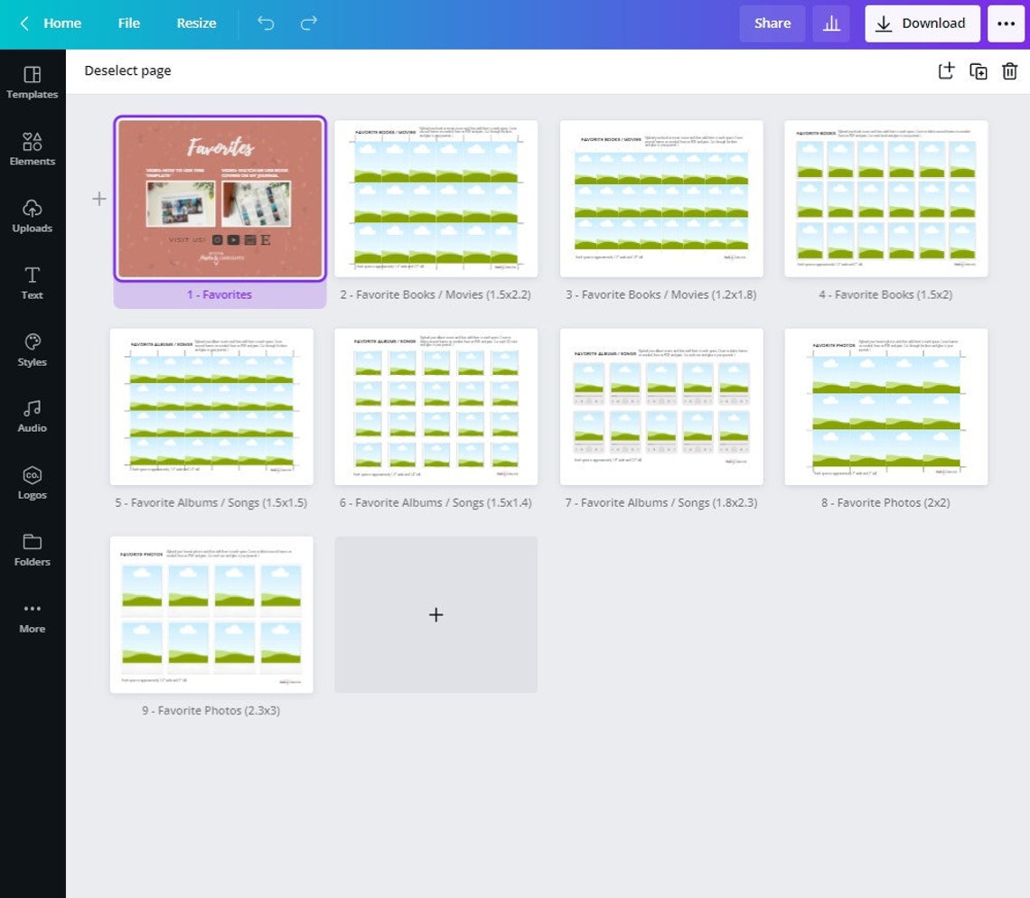 FAVORITES - Canva Template - Digital Template for Printables - Print ...