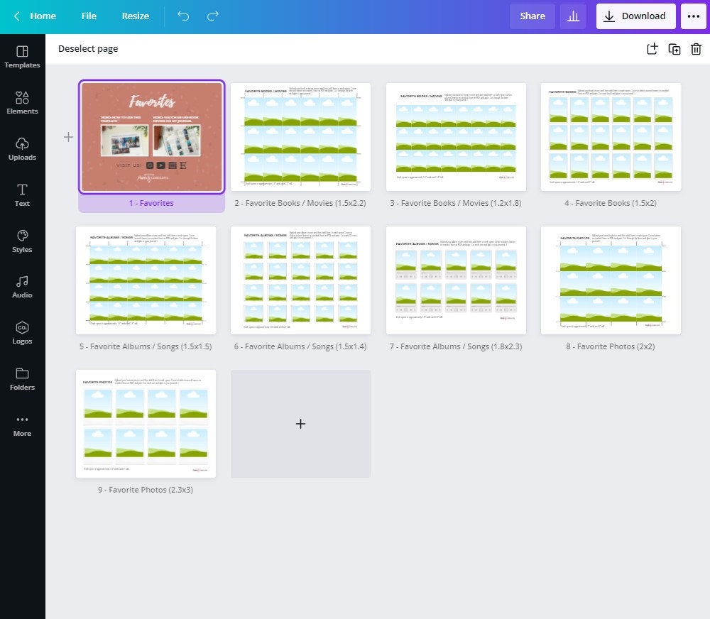 FAVORITES - Canva Template - Digital Template for Printables - Print ...
