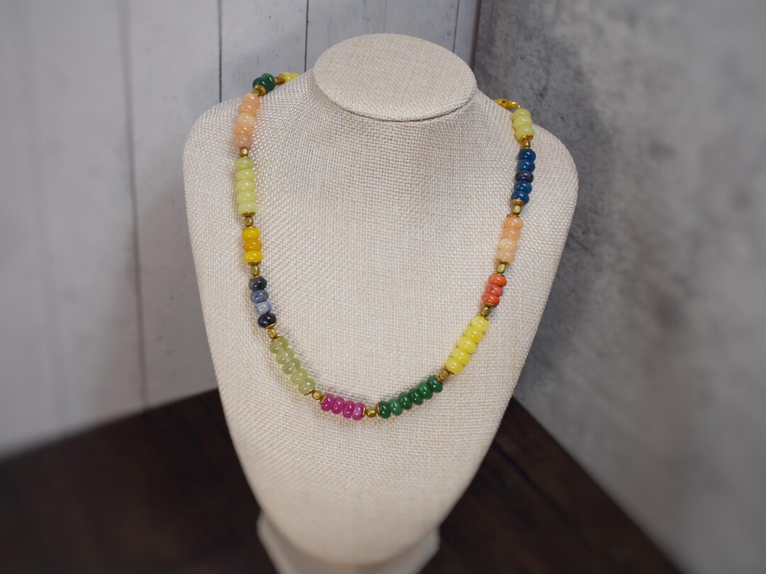 Whimsical Multi Colored Jade Necklace - Etsy