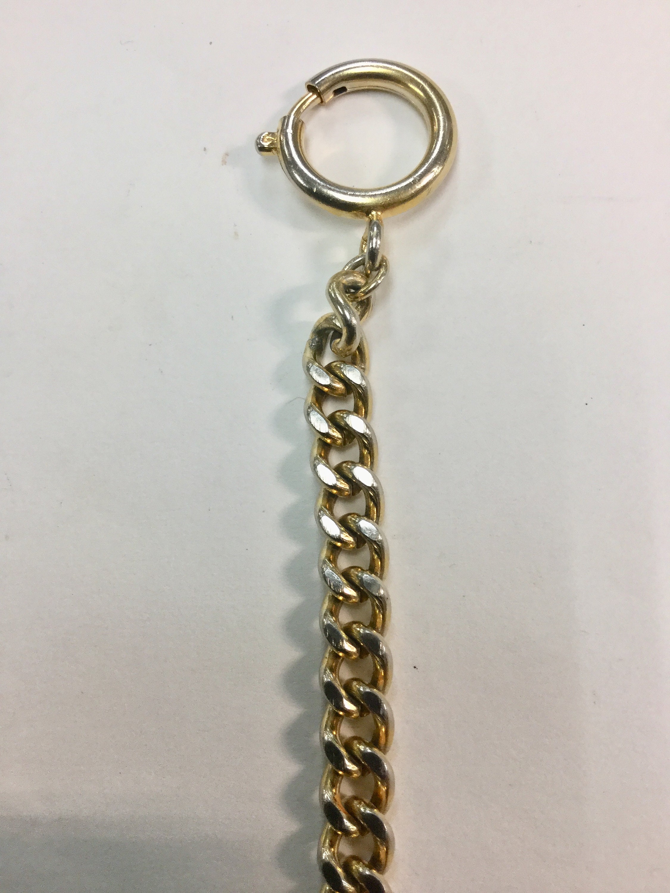 1960s Stainless Steel Pocket Watch Chain signed Germany 7 1/4 inches 6mm