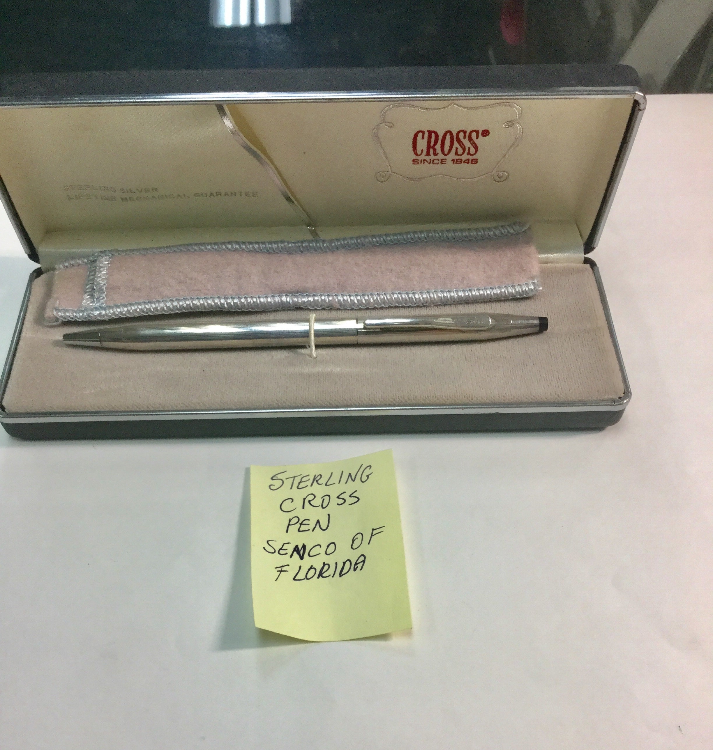 1960s Sterling Silver Cross Ball Point Pen Senior Presentation with box
