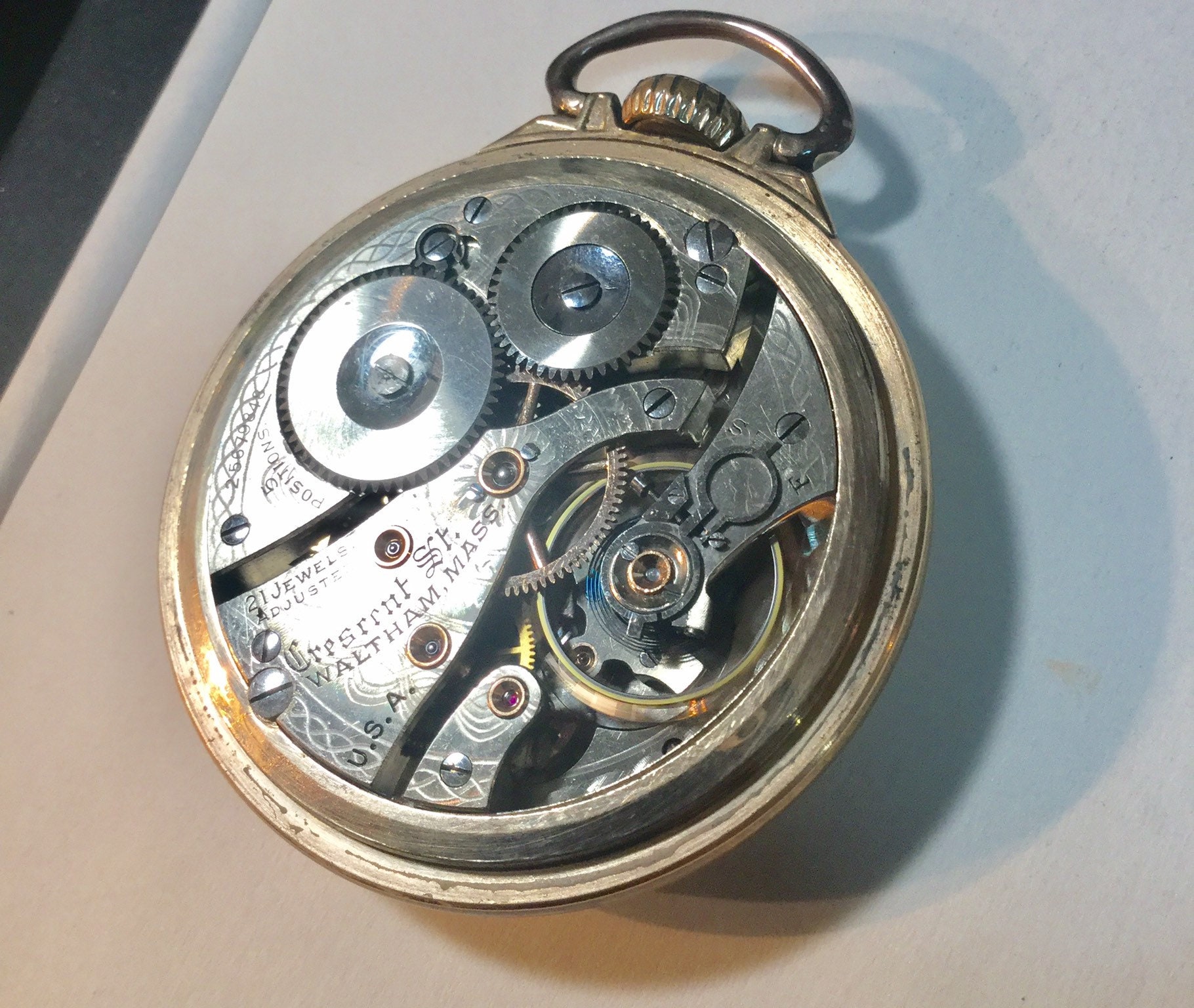 1926 Waltham Crescent Street 21J Railroad Pocket Watch 16S Lever Set ...