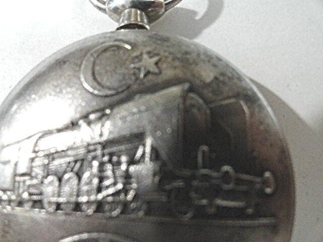 Perseo Pocket Watch Turkish Railway Symbol with Locomotive embossed ...