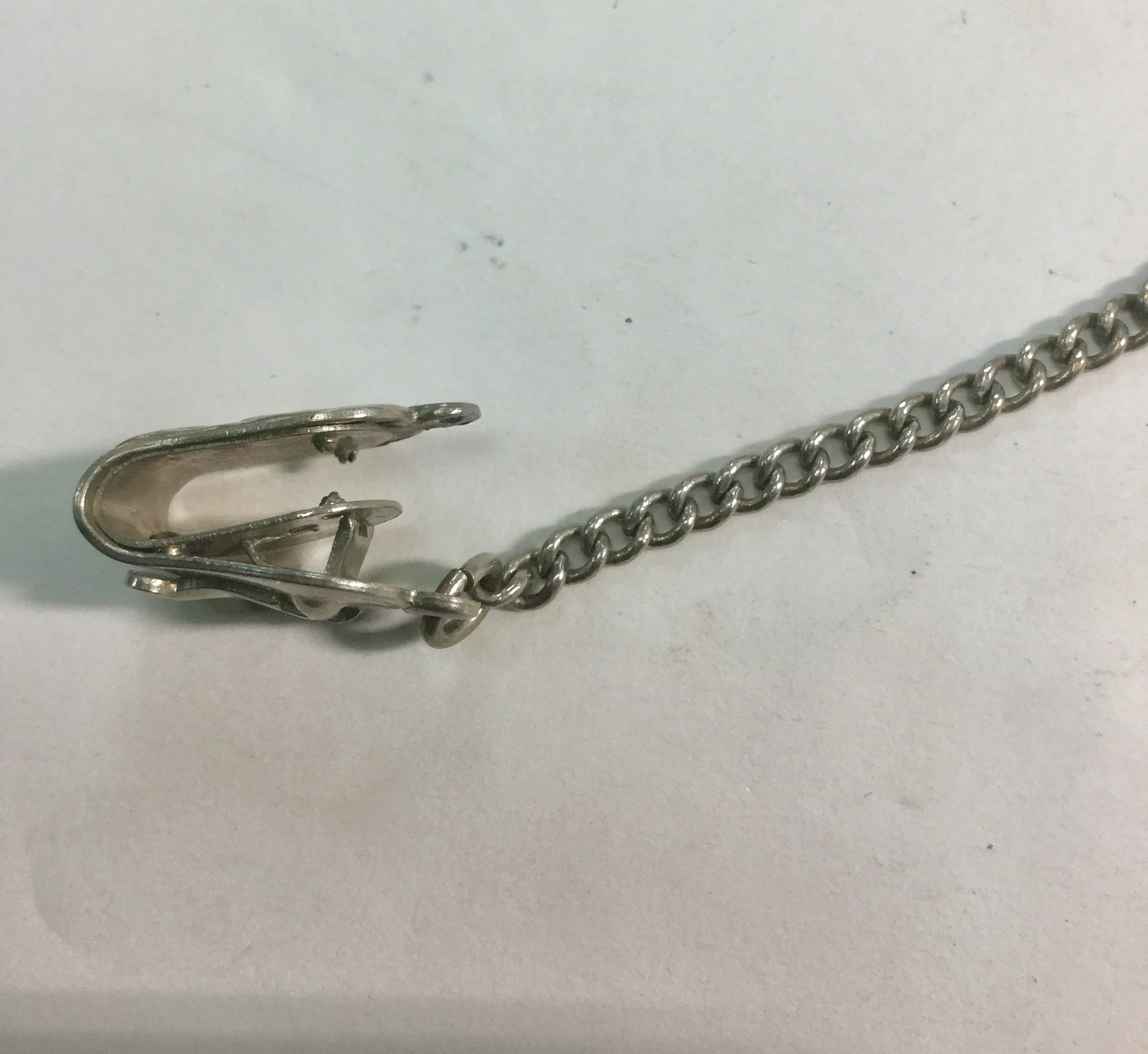 1920s White Gold Filled Clip on Pocket Watch Chain 5 1/2 inches 3mm ...