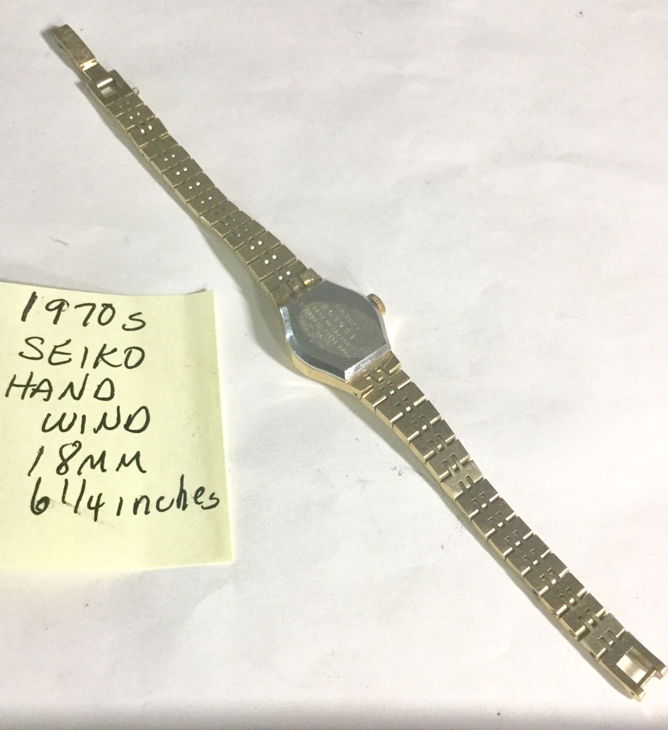 1970s Seiko Ladys Hand Wind Wristwatch 18mm 6 1/4 inches