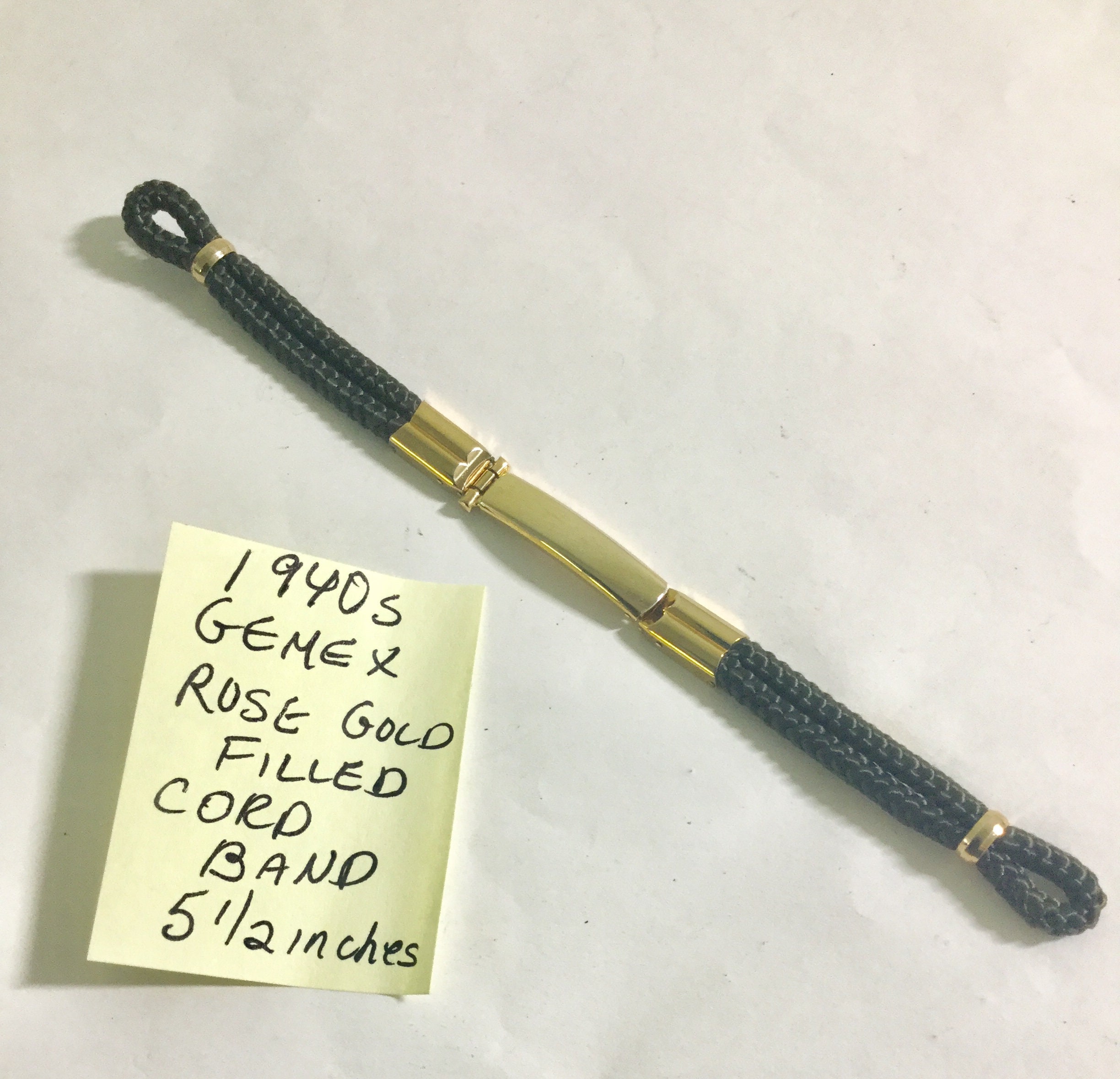 1940s Gemex Rose Gold Filled Loop End Cord Band 5 1/2 inches