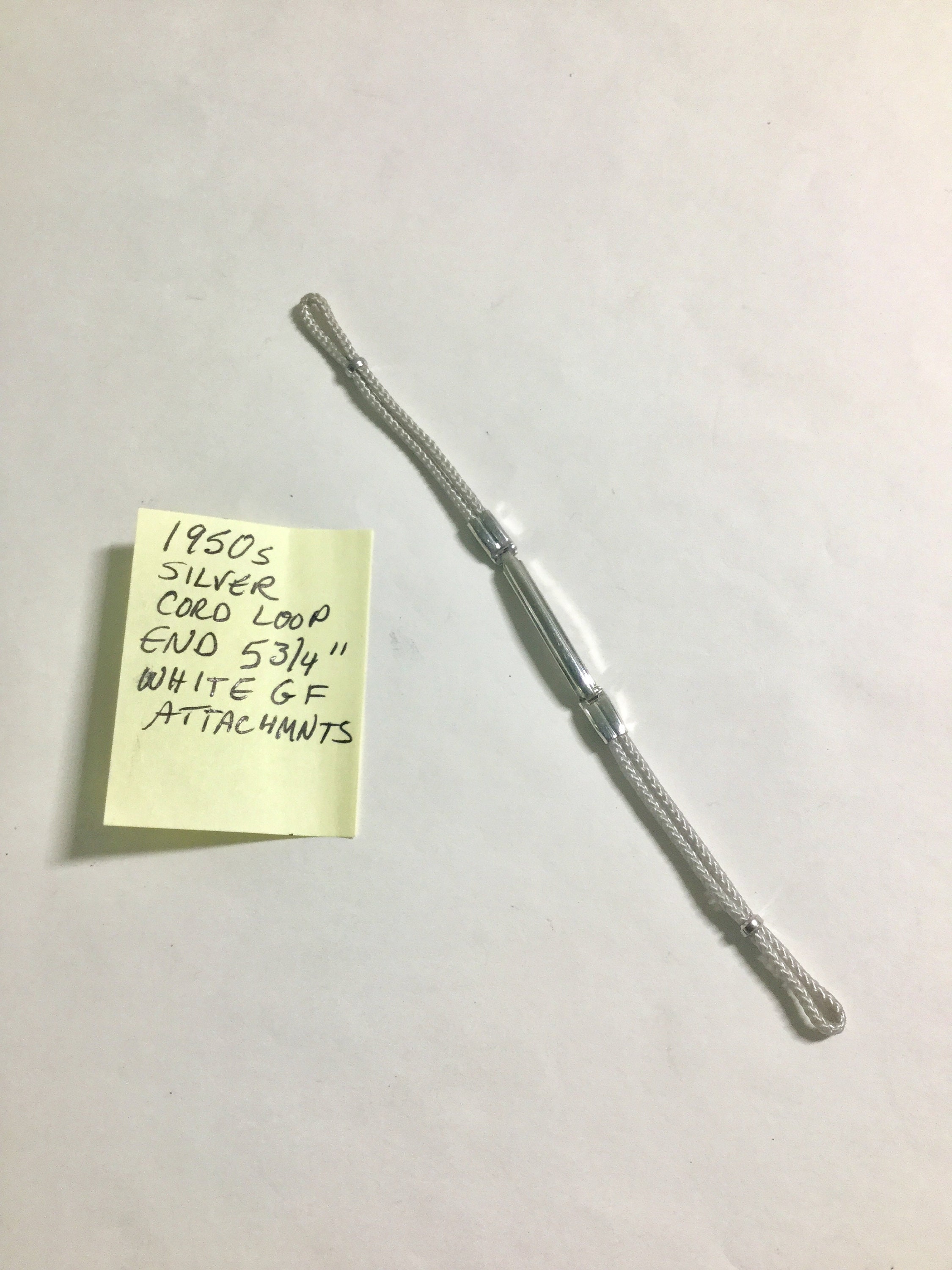 1950s Ladys Silver Cord Loop End Band White Gold Filled Attachments 5 3 ...