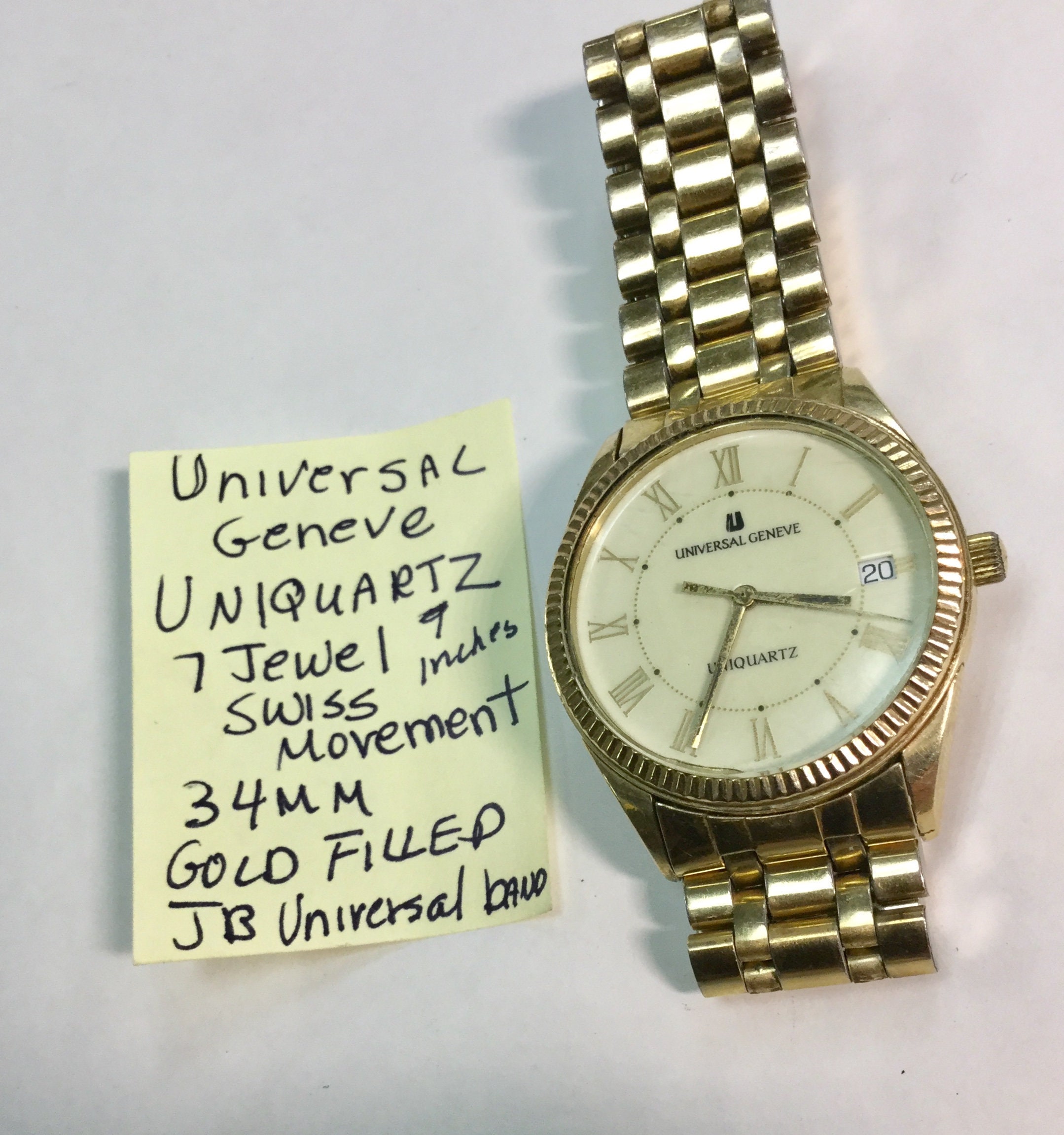 1970s Universal Geneve Uniquartz Wristwatch Gold Filled Case with JB ...