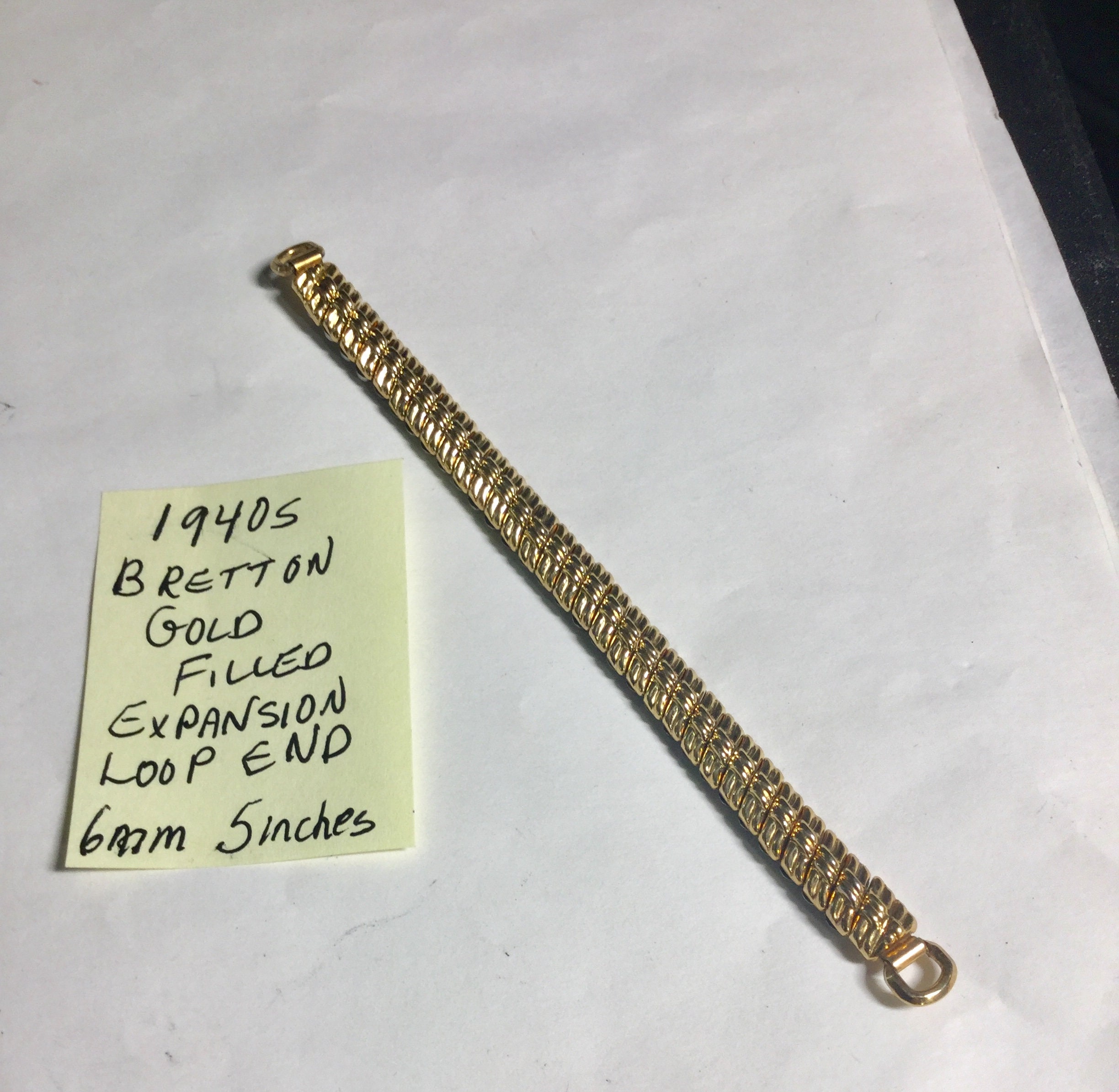 1940s Bretton Gold Filled Loop End Expansion Band 5 inches 6mm