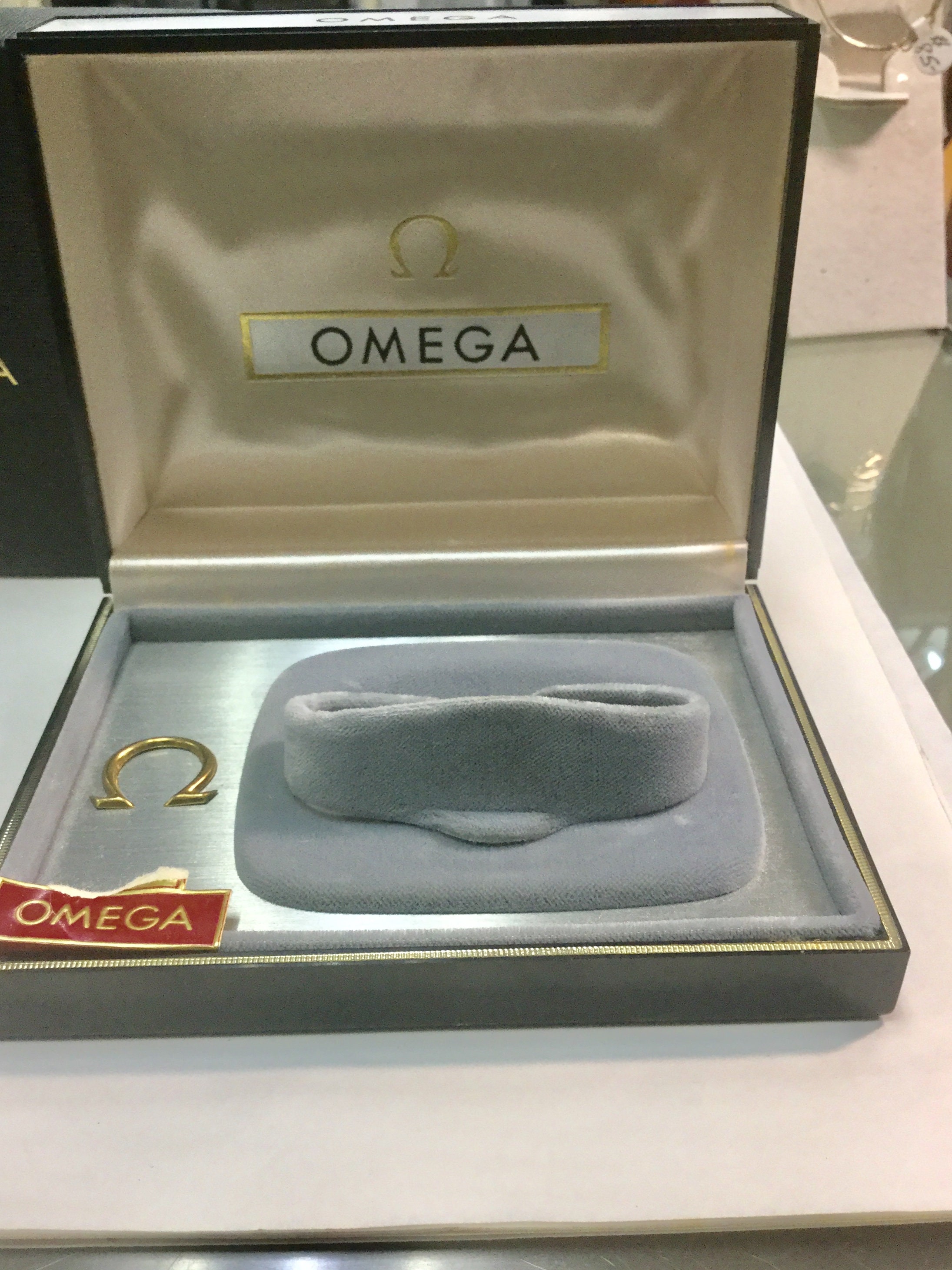 1960s Omega Wristwatch Inner and Outer Box 5 1/2 x 4 1/2 x 2 inches