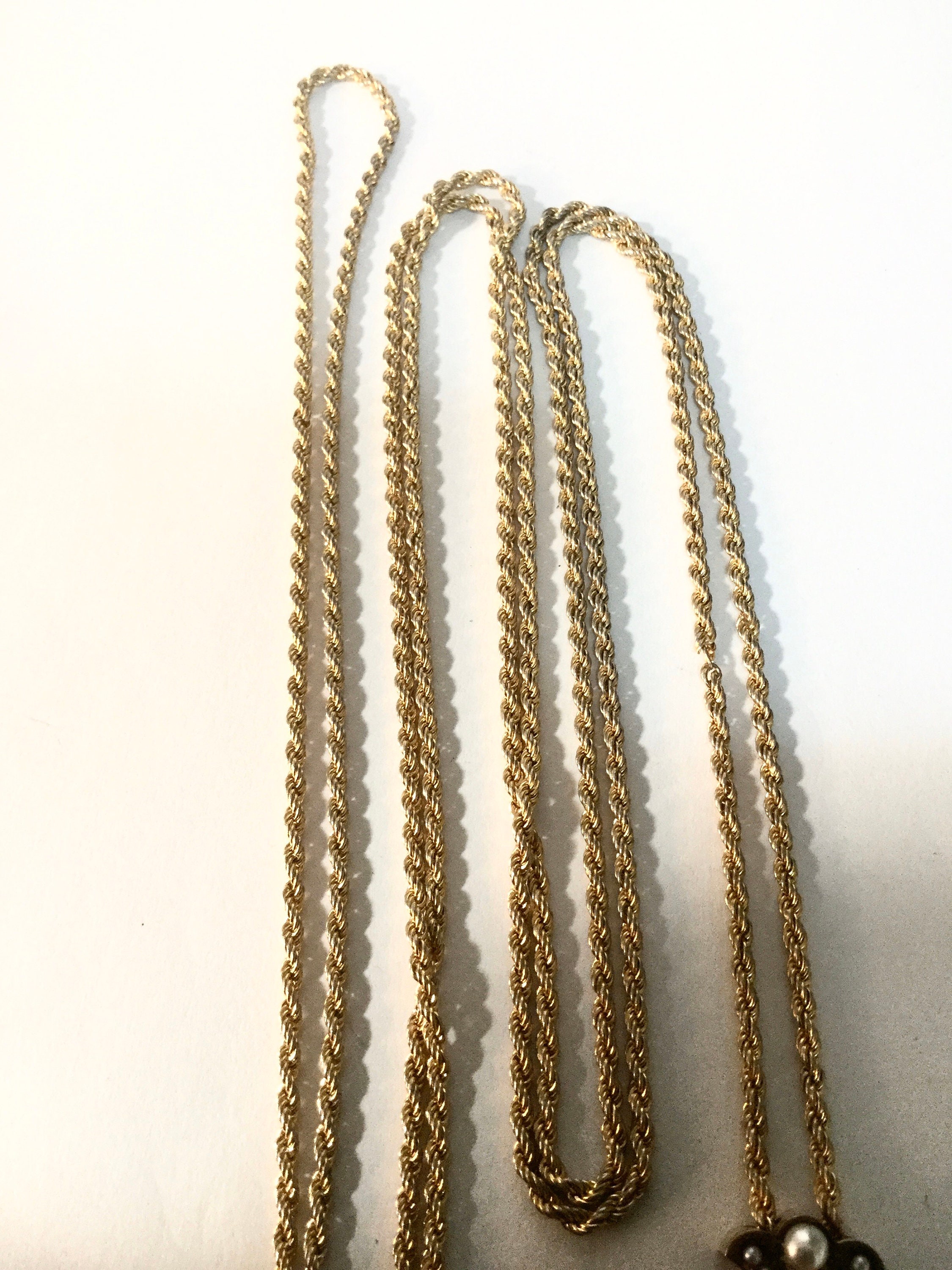 1960s Gold Filled Lavalier Chain with Victorian pearl Slide 10mm 2mm ...