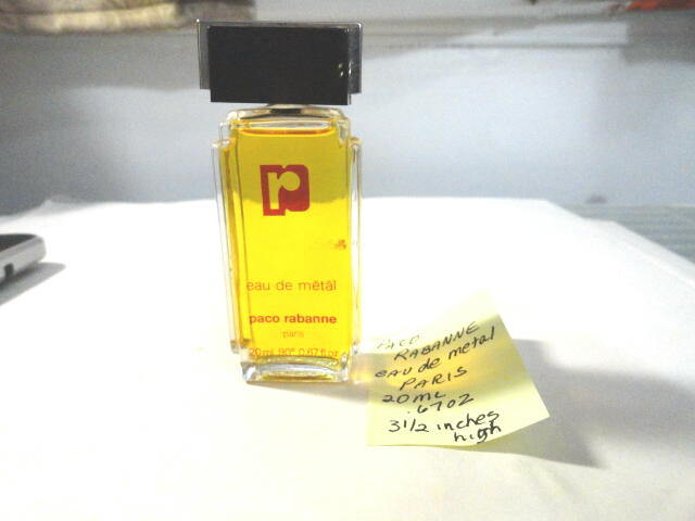 Vintage 1980s Paco Rabanne Paris eau de Metal Perfume 20ml .67 oz 3 1/2 ...